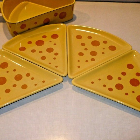 Vintage | Dining | Triangle Pan 4 Yellow Ceramic Pizza Plates | Poshmark